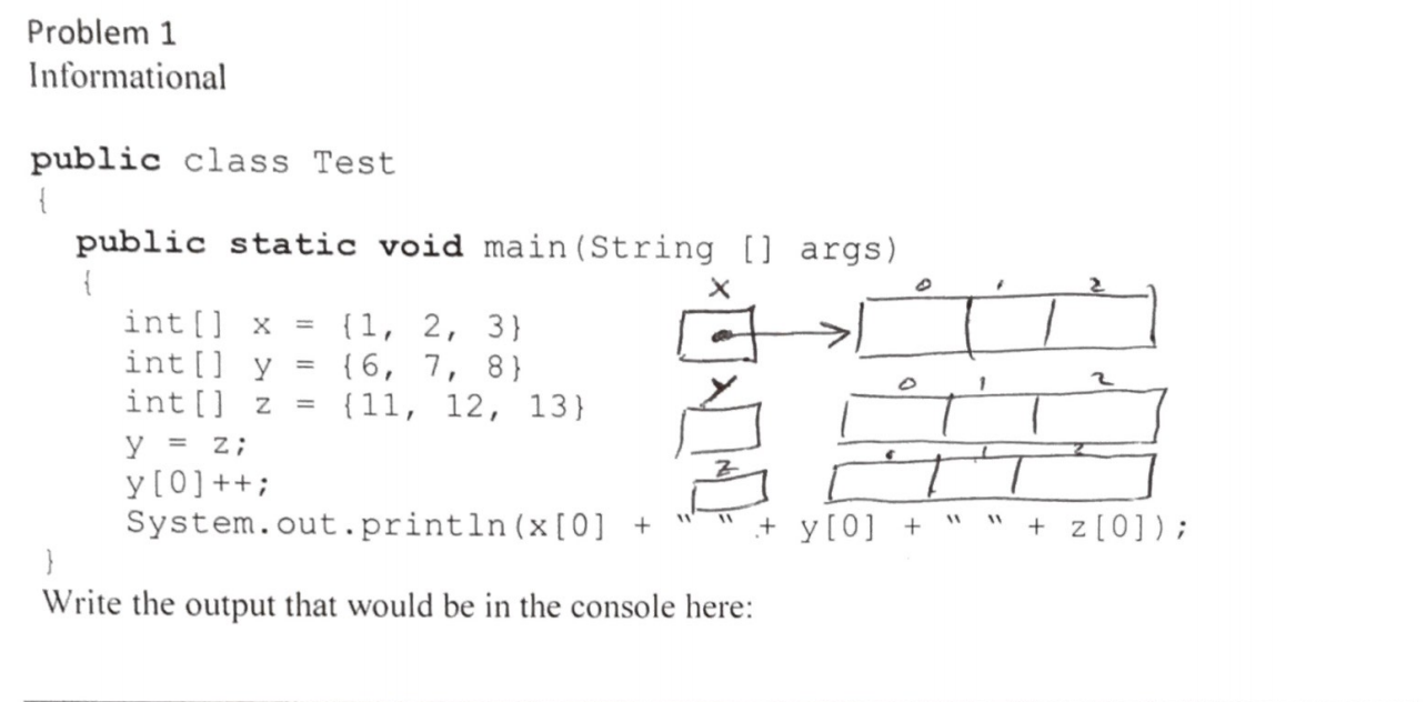 Solved Problem 1 Informational public class Test public | Chegg.com