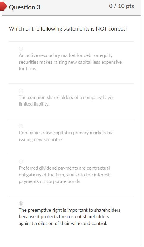 Solved Question 3010 ﻿ptsWhich of the following statements | Chegg.com