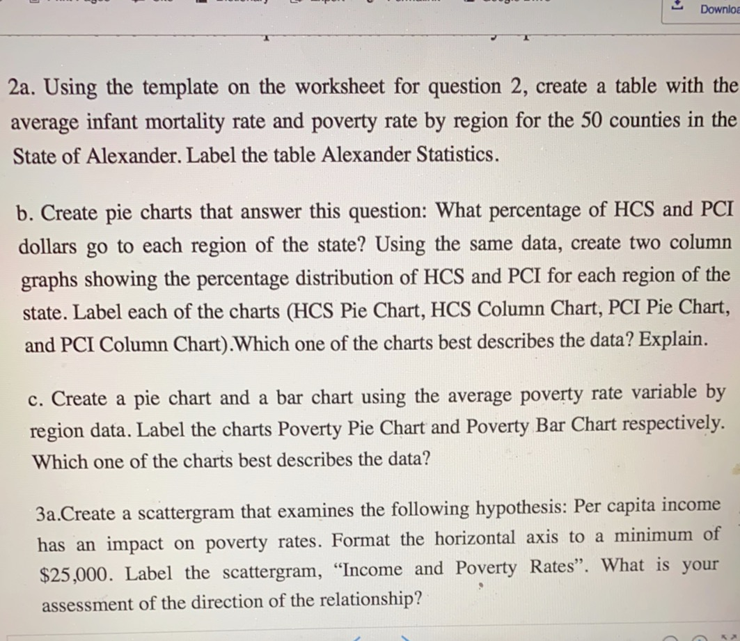 Downlod 2a. Using the template on the worksheet for | Chegg.com