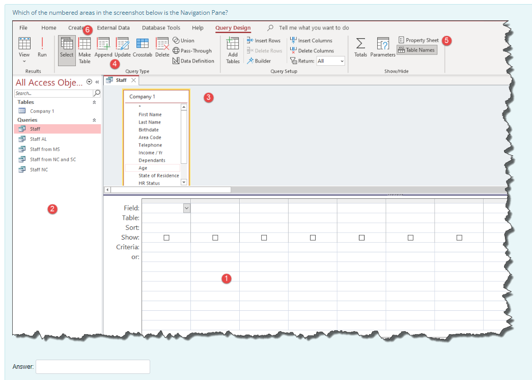 Solved Which of the numbered areas in the screenshot below | Chegg.com