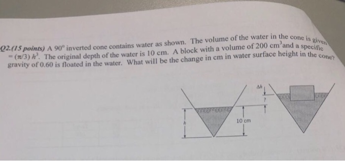 Solved s giver 22(1s points) A 90 inverted cone contains | Chegg.com