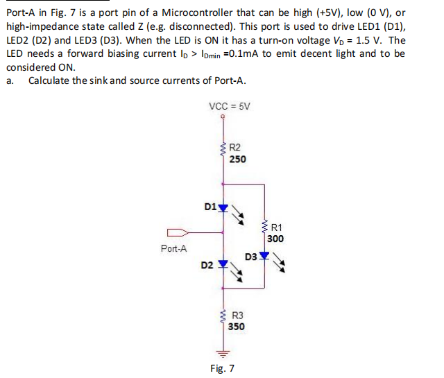 Solved Port-A in Fig. 7 is a port pin of a Microcontroller | Chegg.com