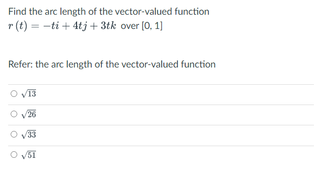 Solved Find the arc length of the vector-valued function | Chegg.com