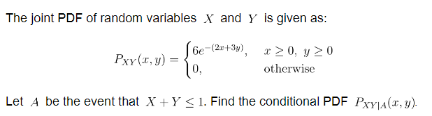 Solved The joint PDF of random variables X and Y is given | Chegg.com