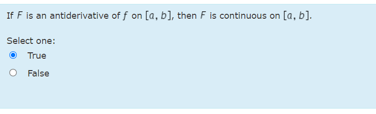 Solved If F ﻿is an antiderivative of f ﻿on a,b, ﻿then F ﻿is | Chegg.com