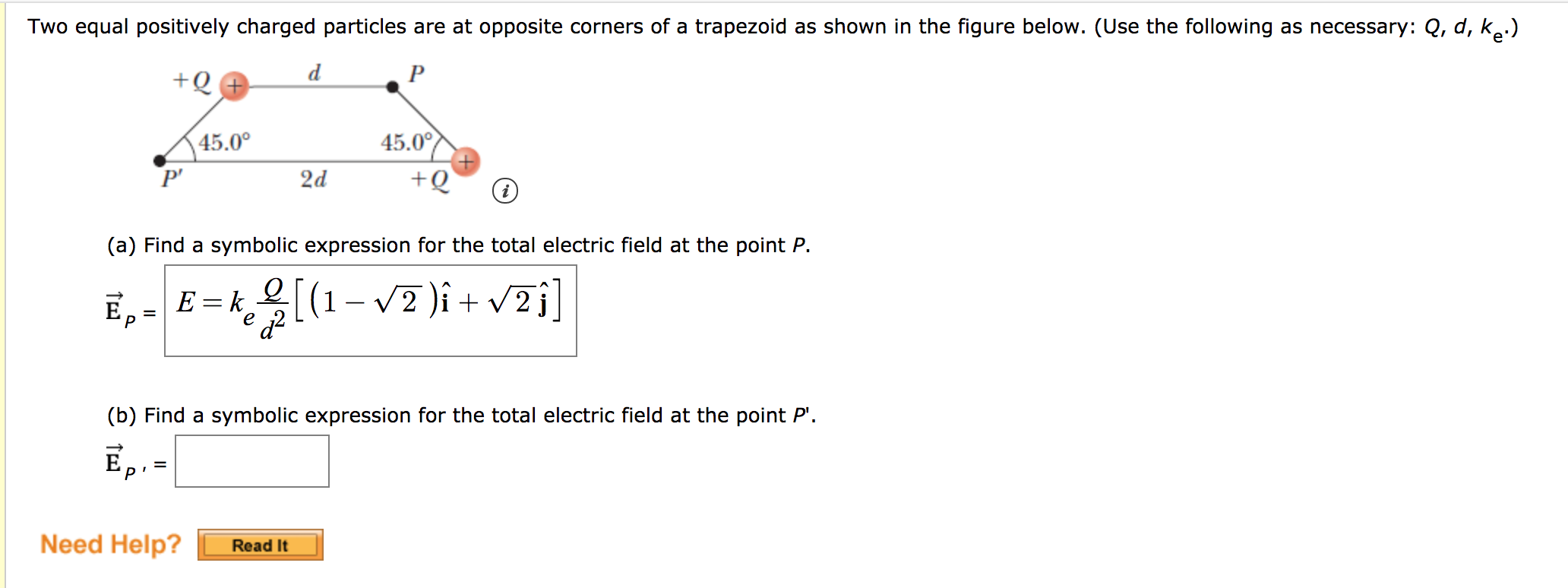 Solved Two equal positively charged particles are at | Chegg.com