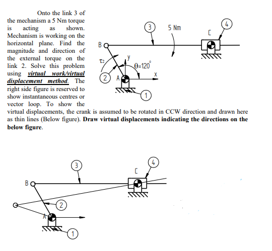 Onto the link 3 of the mechanism a 5Nm torque is | Chegg.com