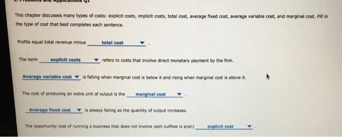 Solved This chapter discusses many types of costs: explicit | Chegg.com