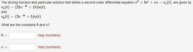Solved 4t The driving function and particular solution that | Chegg.com