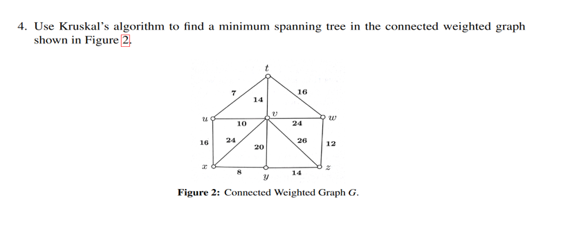 Solved Use Kruskal's algorithm to find a minimum spanning | Chegg.com