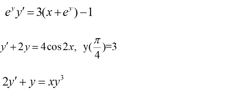 Solved eyy′=3(x+ey)−1 y′+2y=4cos2x,y(4π)=3 2y′+y=xy3 | Chegg.com