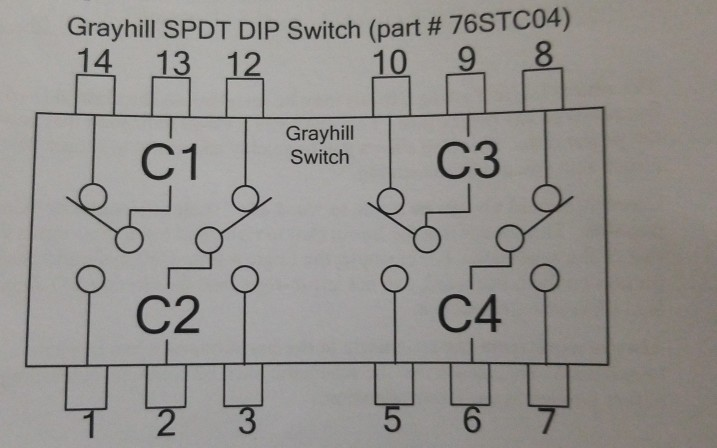 Solved Grayhill SPDT DIP Switch (part # 76STC04) 14 13 12 10 | Chegg.com