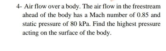 Solved 4- Air flow over a body. The air flow in the | Chegg.com