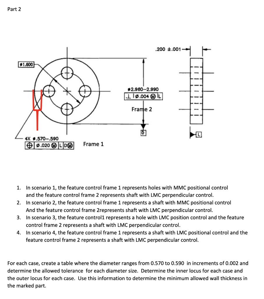 Solved 1. In scenario 1 , the feature control frame 1 | Chegg.com