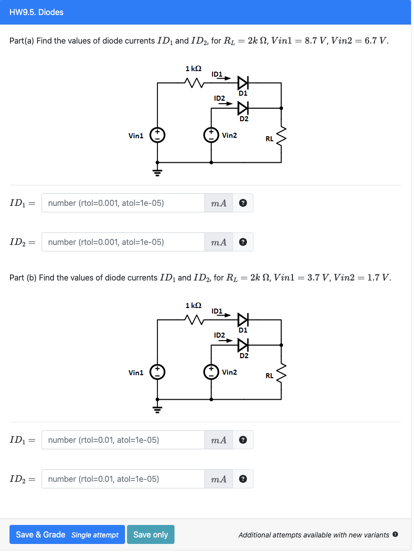 Solved Part(a) Find the values of diode currents ID1 and | Chegg.com