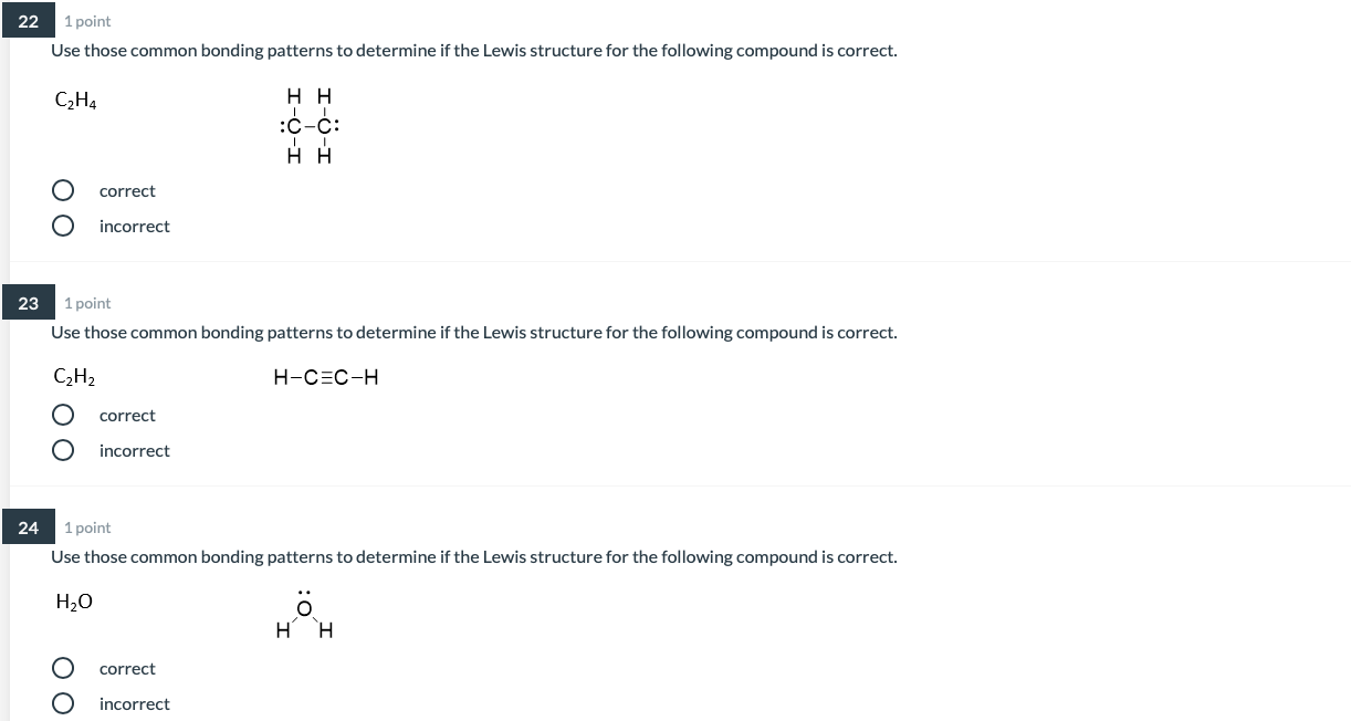 Solved 22 1 point Use those common bonding patterns to | Chegg.com