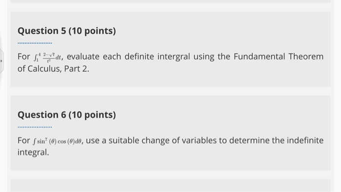 Solved Question 5 (10 points) For h4 dt, evaluate each | Chegg.com