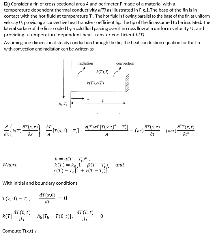 Solved D.) Consider a fin of cross-sectional area A and | Chegg.com