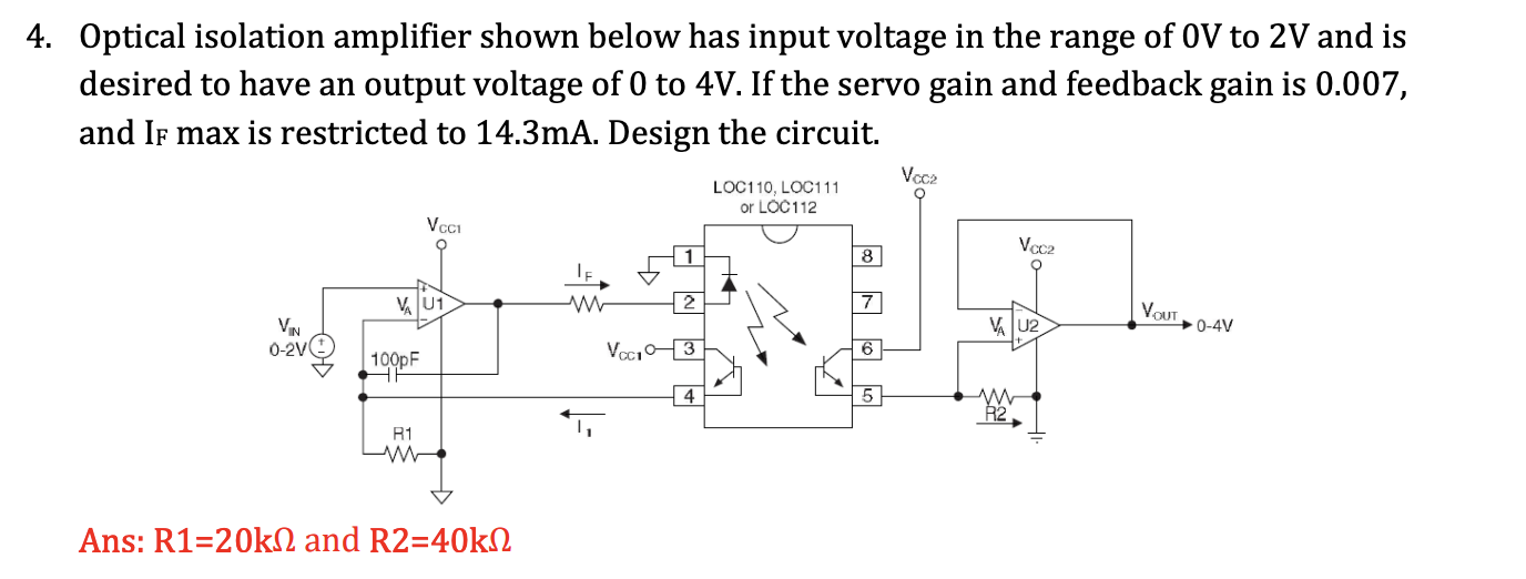 Optical isolation amplifier shown below has input | Chegg.com