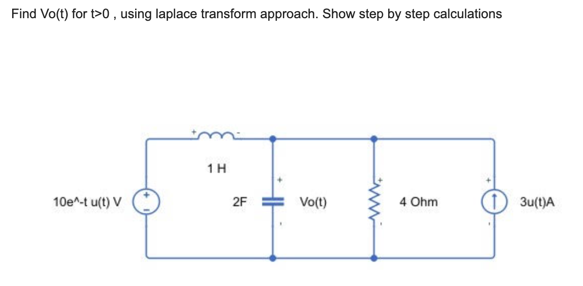 Solved Find Vo(t) for t>0, using laplace transform approach. | Chegg.com