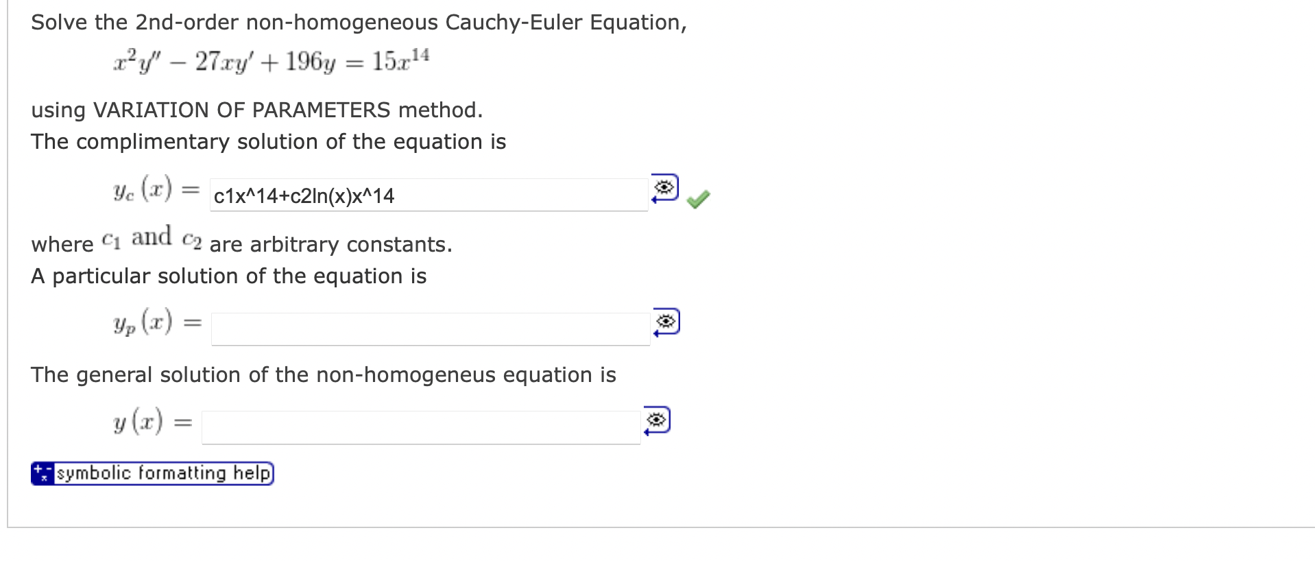 Solved Solve the 2nd-order non-homogeneous Cauchy-Euler | Chegg.com