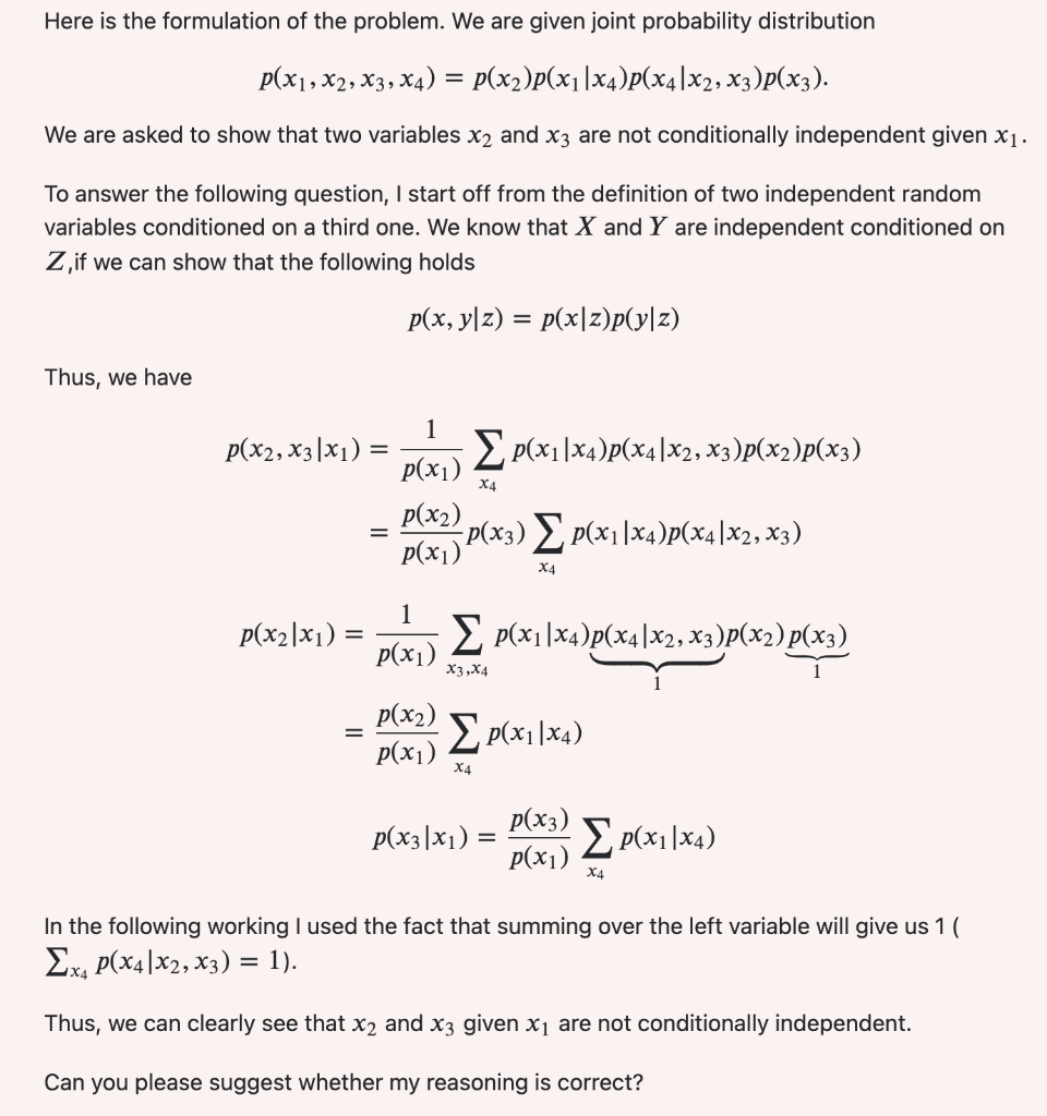 Solved Show that two variables given the third variable are | Chegg.com