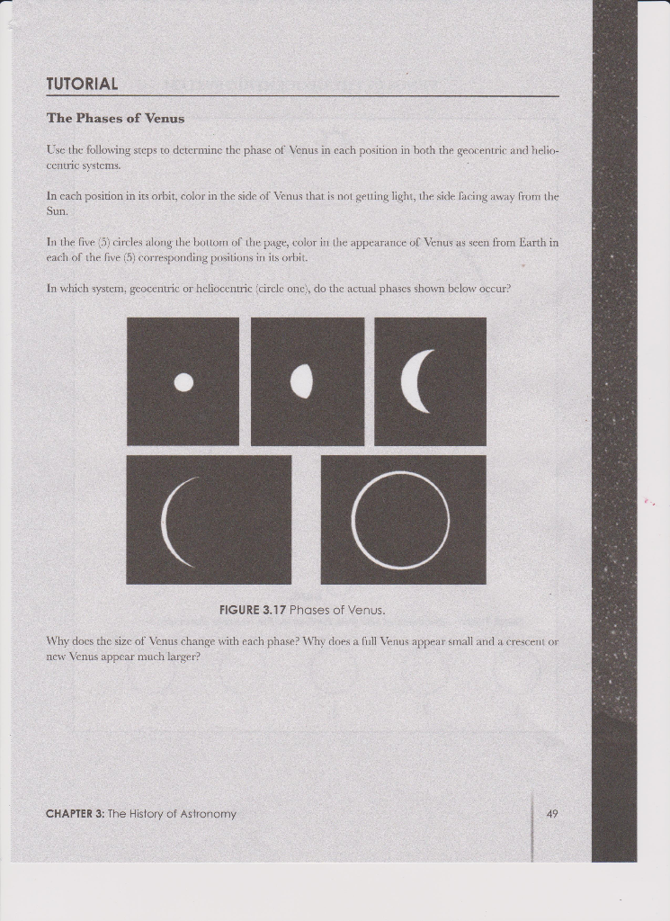 Solved TUTORIAL The Phases of Venus Use the following steps | Chegg.com