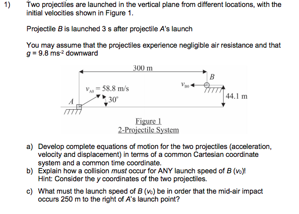 Solved Two projectiles are launched in the vertical plane | Chegg.com