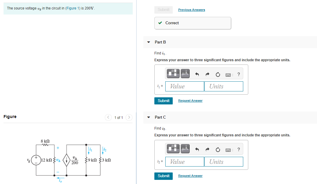 Solved The source voltage vg in the circuit in (Figure 1) is | Chegg.com