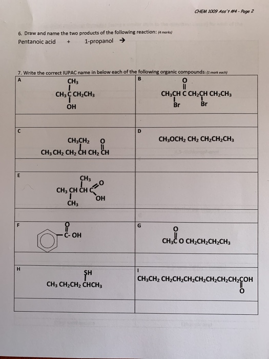 Solved CEM 1009 Ass't#4 . Poge 2 6. Draw and name the two | Chegg.com