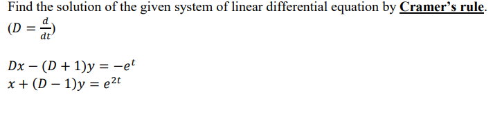 Find the solution of the given system of linear | Chegg.com