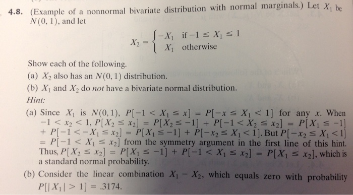 Solved xample of a nonnormal bivariate distribution with | Chegg.com
