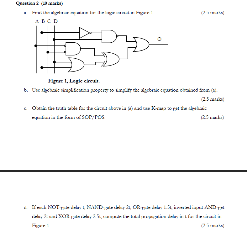 Solved Question 2 (10 marks) a. Find the algebraic equation | Chegg.com