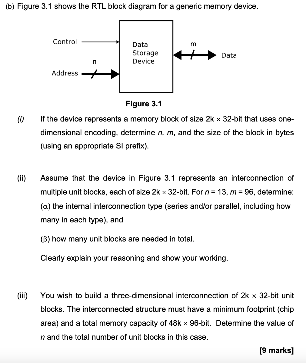 Solved (b) Figure 3.1 shows the RTL block diagram for a | Chegg.com