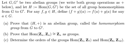 Solved Let G,G′ be two abelian groups (we write both group | Chegg.com