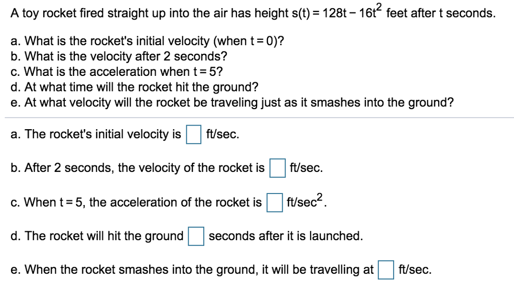 Solved A toy rocket fired straight up into the air has | Chegg.com