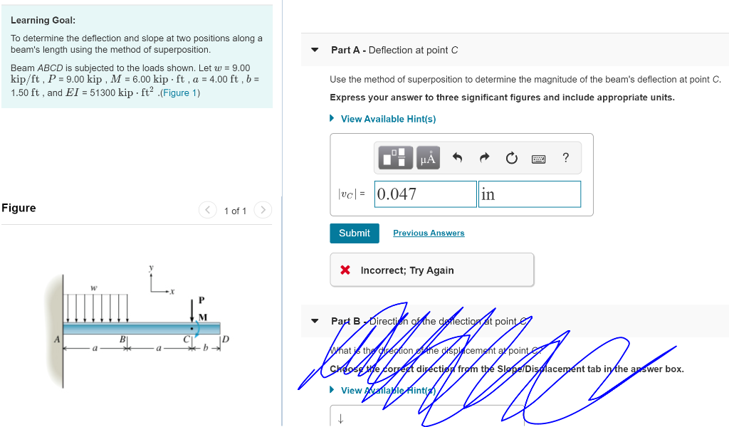 Solved Part A - Deflection at point C Learning Goal: To | Chegg.com
