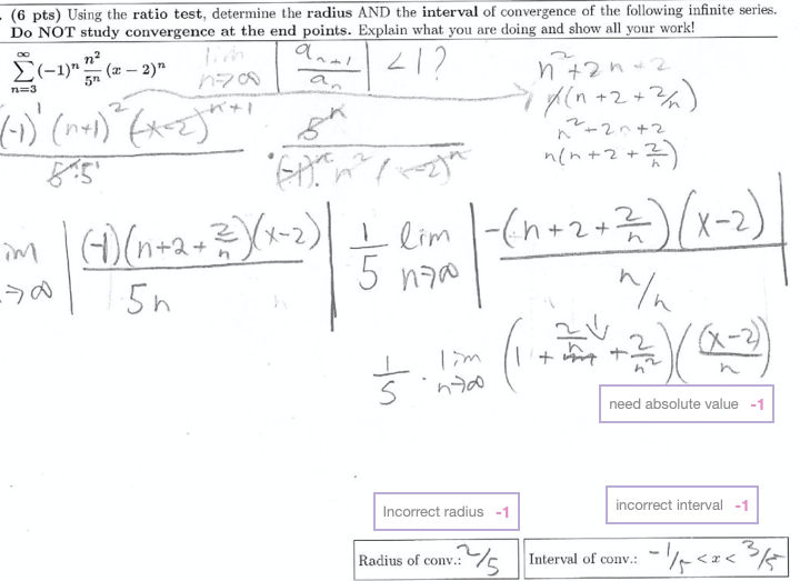 Solved (6 pts) Using the ratio test, determine the radius | Chegg.com