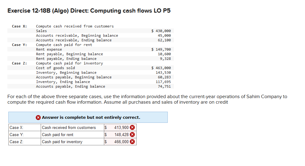 Solved Exercise 12-18B (Algo) Direct: Computing cash flows | Chegg.com