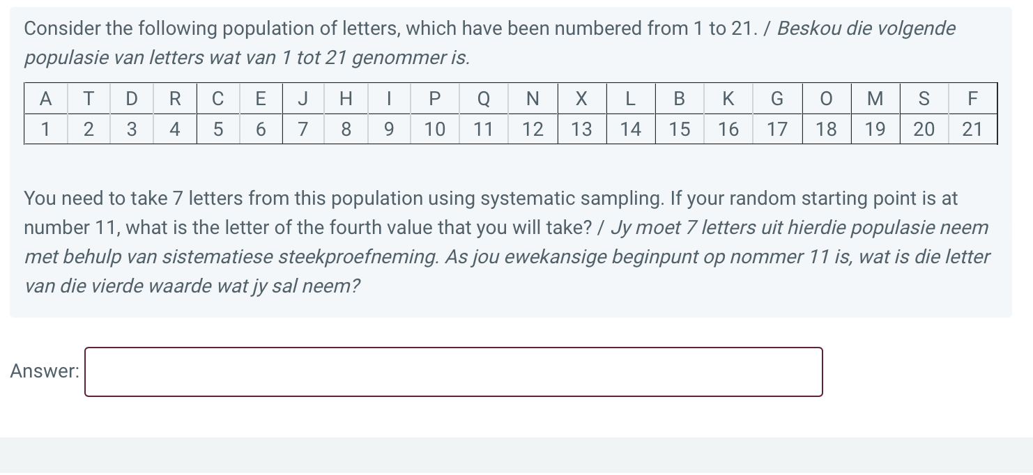 Solved Consider the following population of letters, which | Chegg.com