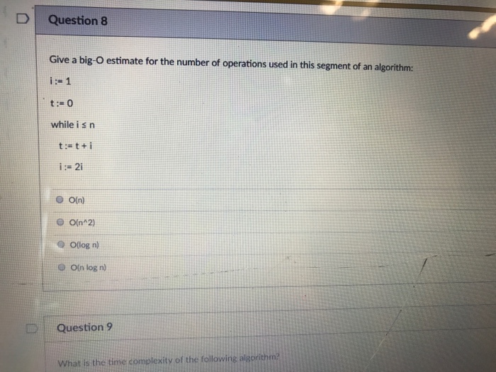 Solved D Question Complete the following algorithm (dotted | Chegg.com