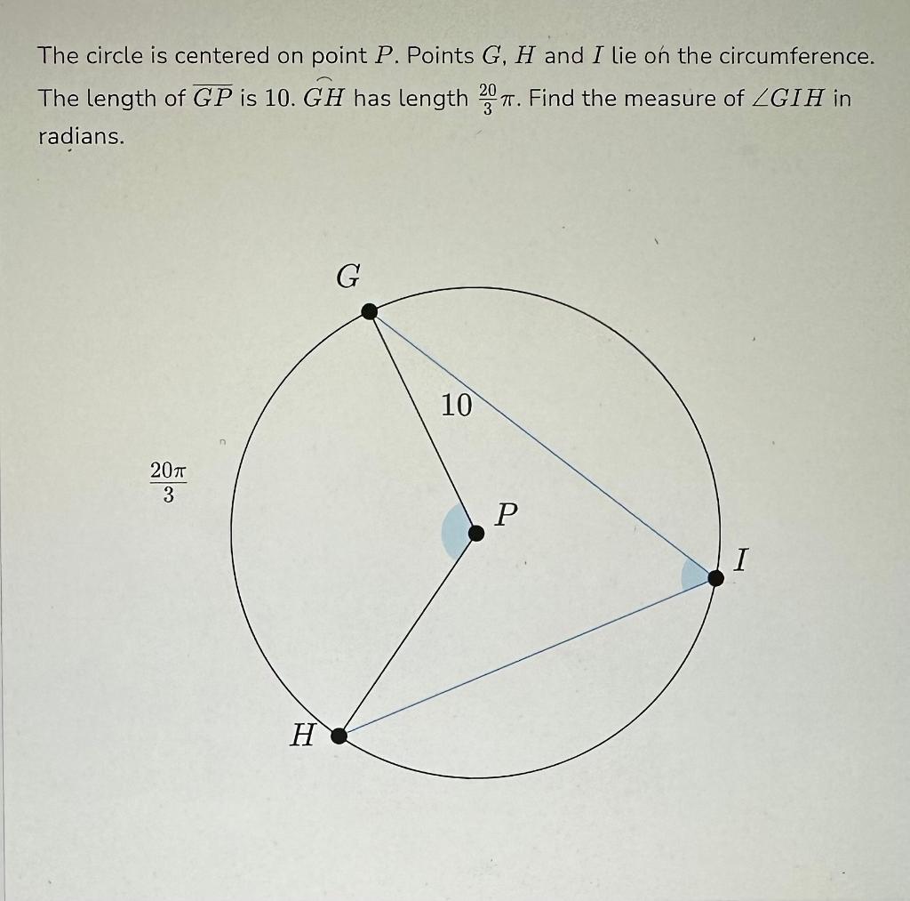 Solved The circle is centered on point P. Points G,H and I | Chegg.com