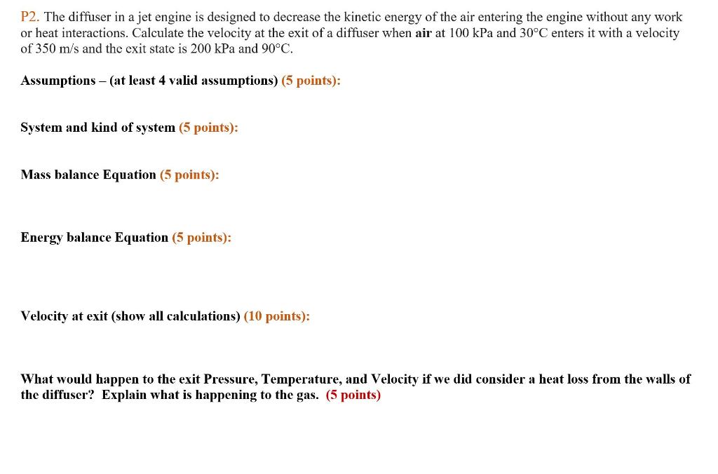 Solved P2. The diffuser in a jet engine is designed to | Chegg.com
