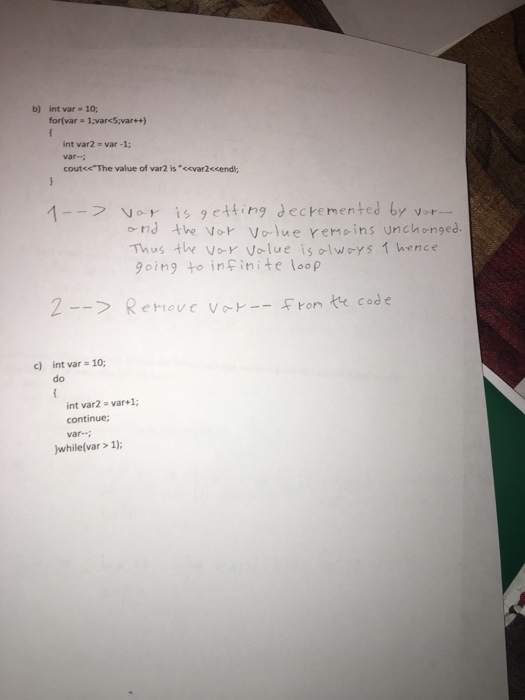 Solved b) int var 10 for(var 1,vareS,var++) int var2 = | Chegg.com