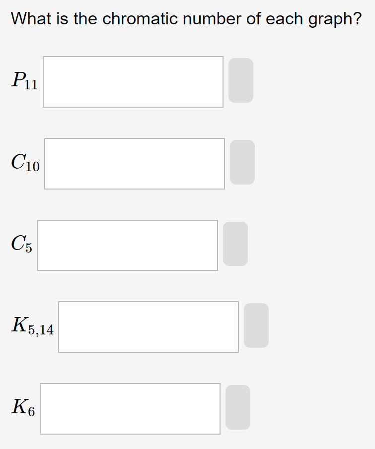Solved What is the chromatic number of each graph? | Chegg.com