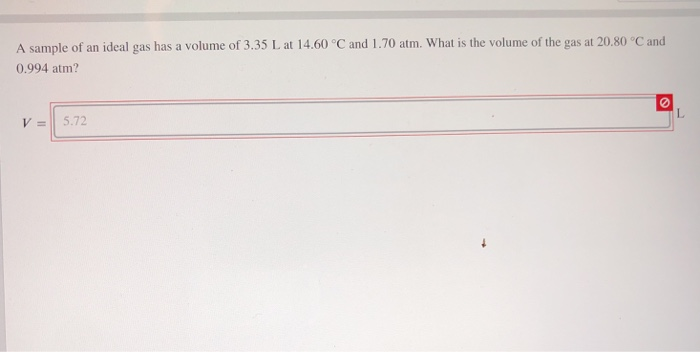 Solved A sample of an ideal gas has a volume of 3.35 L at l | Chegg.com