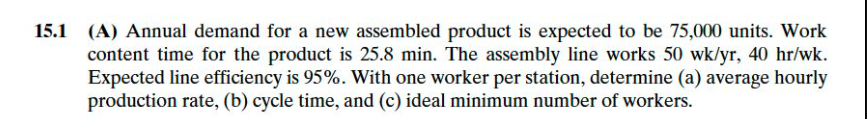 Solved 15.1 (A) ﻿Annual demand for a new assembled product | Chegg.com