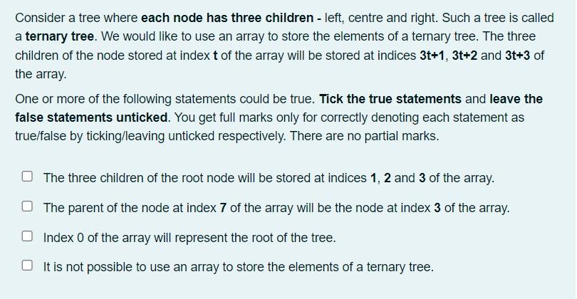 Solved Consider a tree where each node has three children - | Chegg.com