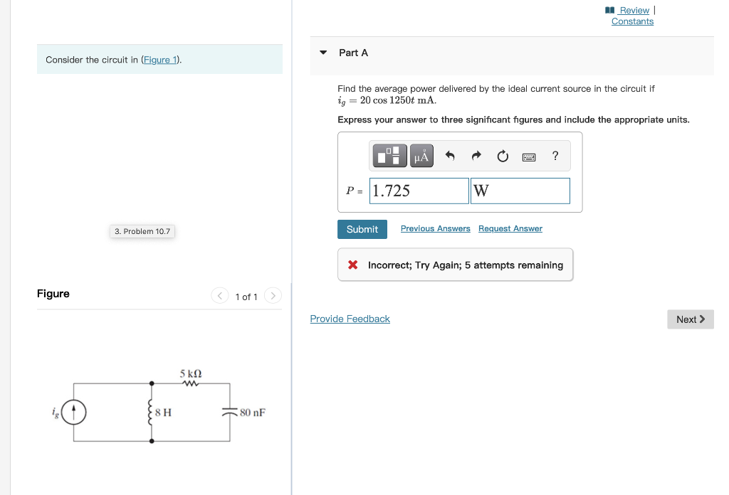 Solved Review Constants Part A Consider the circuit in | Chegg.com