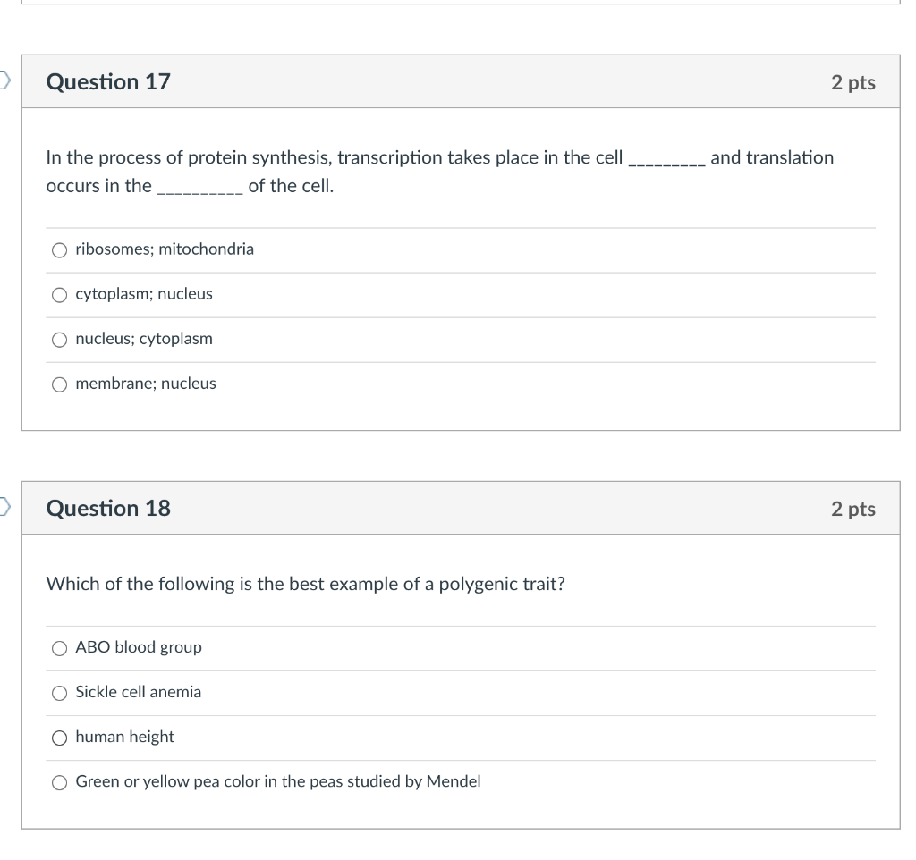 Solved Question 11 2 pts Each three letter base sequence of | Chegg.com